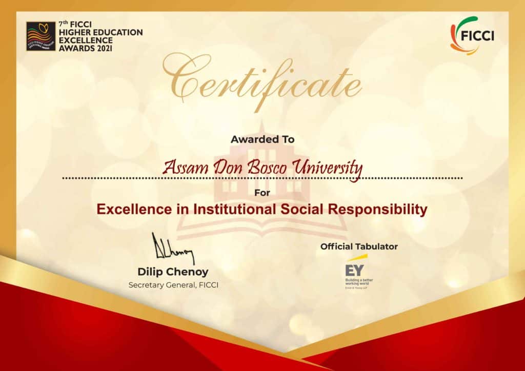 Assam Don Bosco University awarded the Excellence In Institutional ...